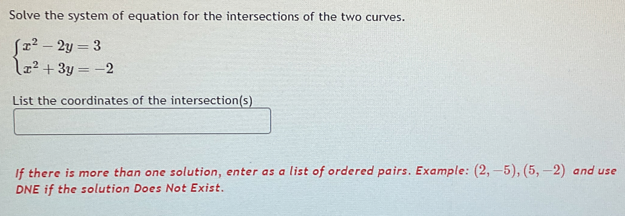Solved Solve the system of equation for the intersections of | Chegg.com