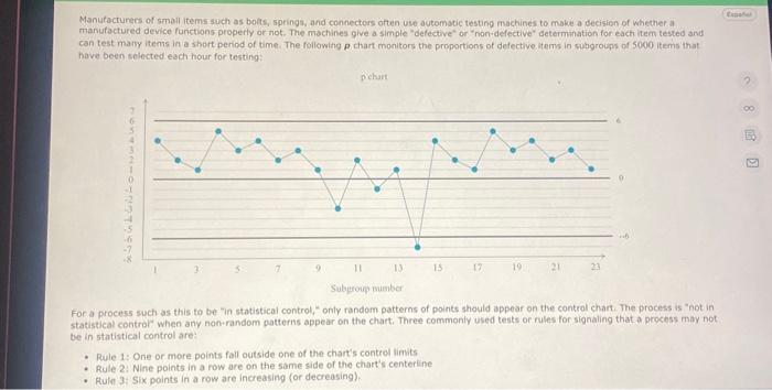 Solved For a process such as this to be "in statistical | Chegg.com