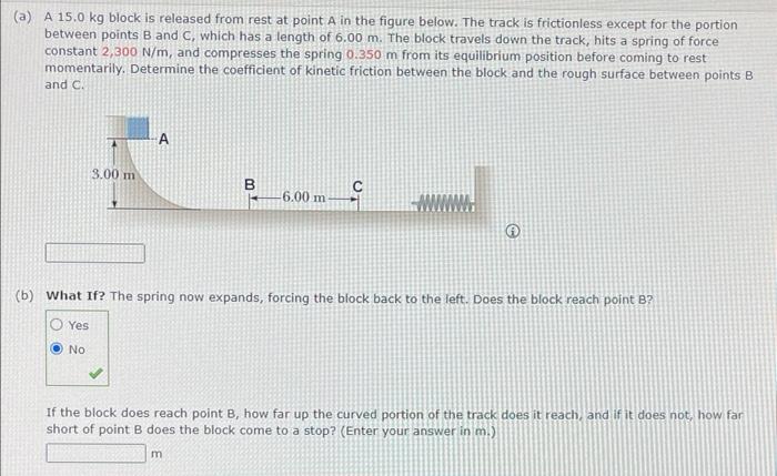 Solved a) A 15.0 kg block is released from rest at point A | Chegg.com