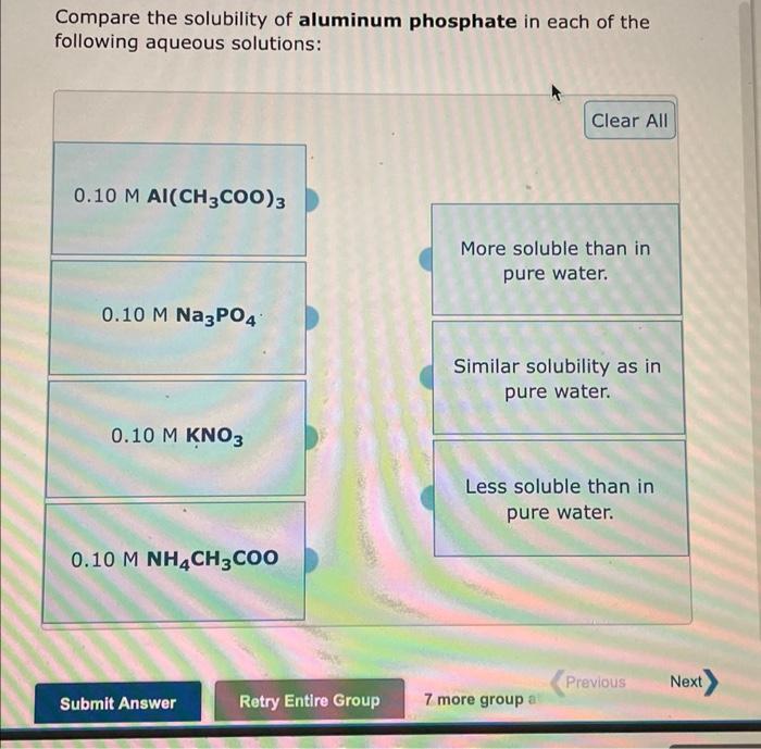 Solved Compare the solubility of aluminum phosphate in each | Chegg.com