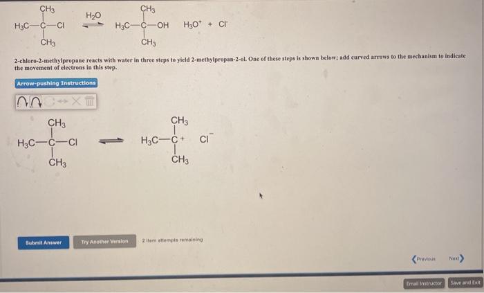Solved H2O CH3 H3C-C-CI CH3 CH3 H3C-C-OH CH3 H30* + CI | Chegg.com