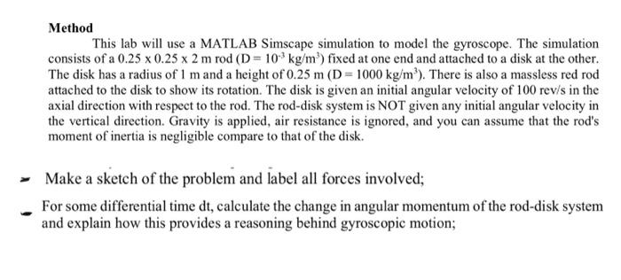 Solved Method This Lab Will Use A Matlab Simscape Simulation