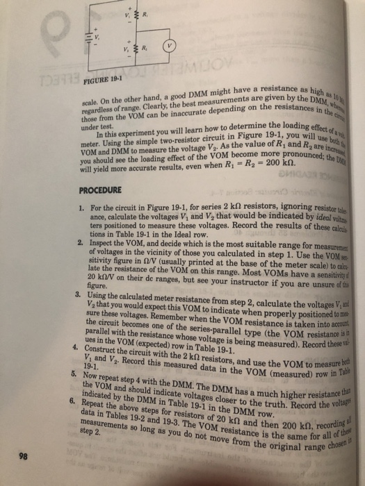 19 VOLTMETER LOADING EFFECT REFERENCE READING | Chegg.com