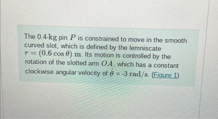Solved The 0.4-kg pin P is constrained to move in the smooth | Chegg.com
