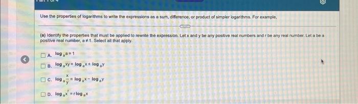 Solved Use the properties of logarithms to writo the | Chegg.com