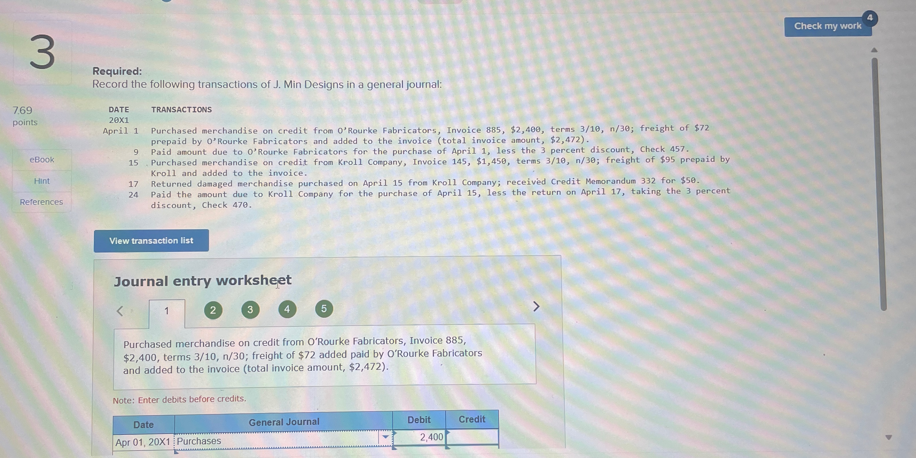 Solved 3Required:Record the following transactions of J. | Chegg.com