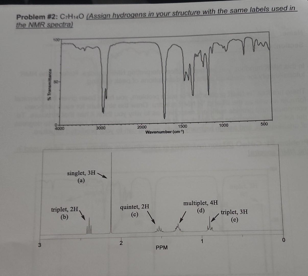 Solved Problem \#2: C7H14O (Assign hydrogens in vour | Chegg.com