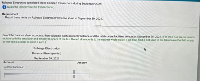 Solved Robarge Electronics completed these selected | Chegg.com
