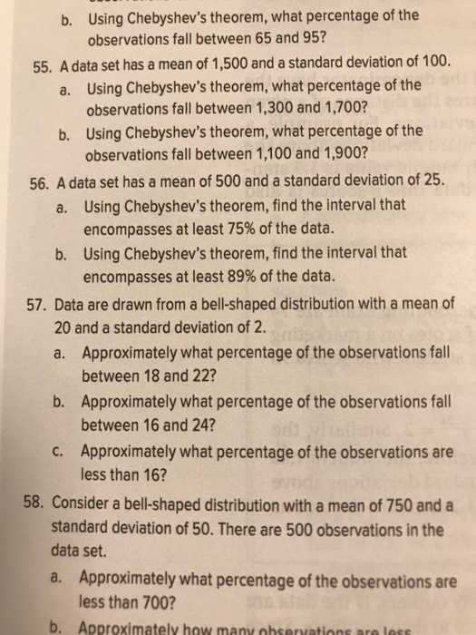 Solved b. Using Chebyshev's theorem, what percentage of the | Chegg.com
