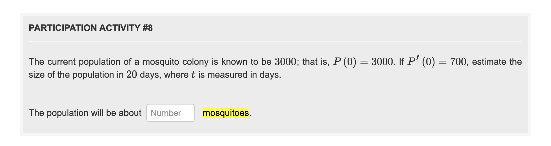 Solved PARTICIPATION ACTIVITY #8The current population of a | Chegg.com