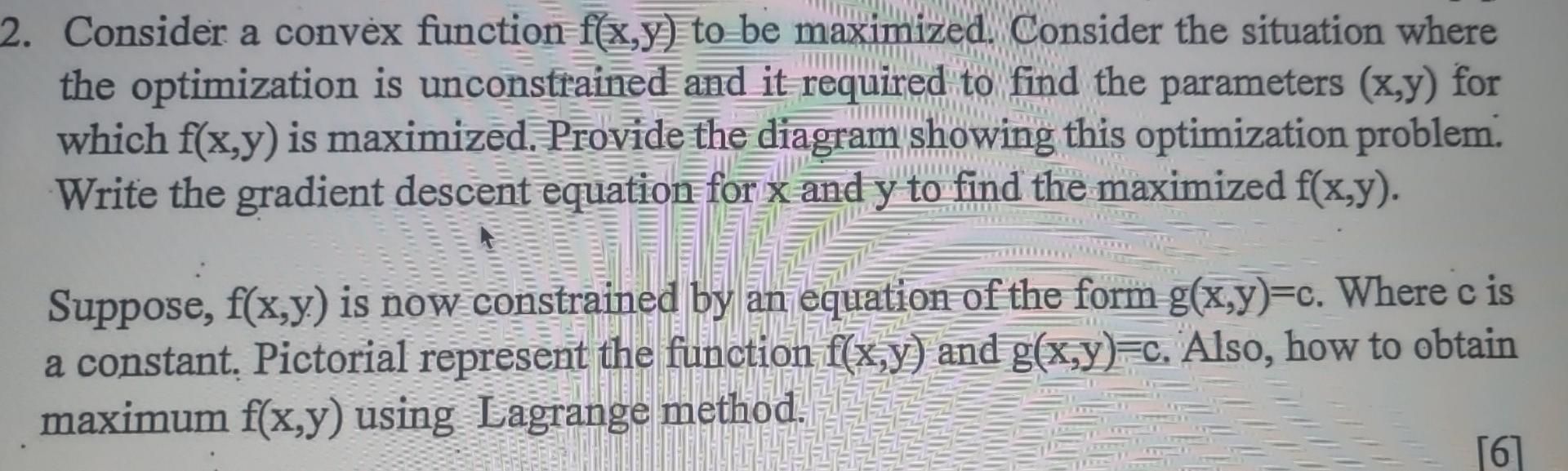 Solved 2. Consider a convex function fˉ(x,yˉ) to be | Chegg.com