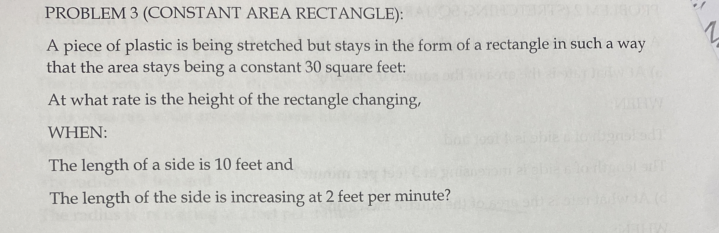 Solved PROBLEM 3 (CONSTANT AREA RECTANGLE):A piece of | Chegg.com
