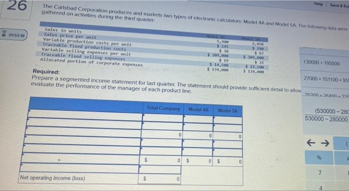 Solved 26 0152-18 Sales in units Sales price per unit | Chegg.com