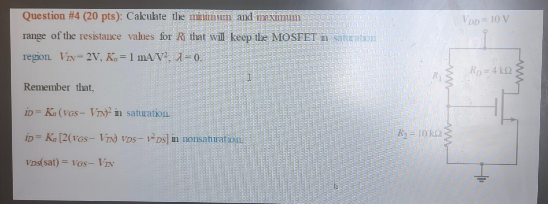 Solved Question \#4 (20 pts): Calculate the minimum and | Chegg.com