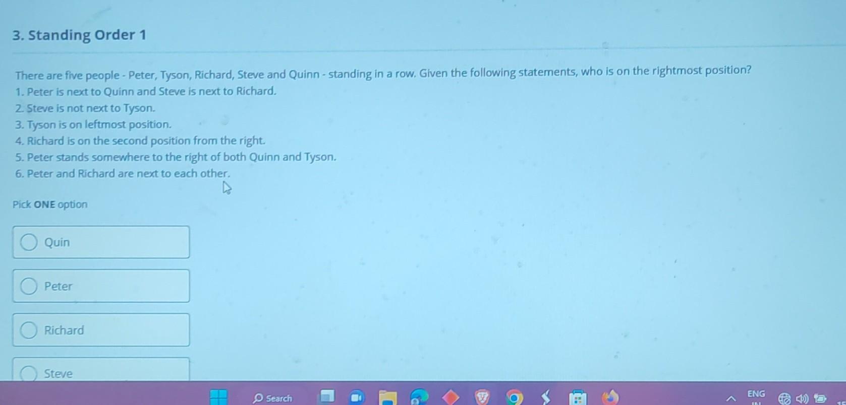 Solved There are five people - Peter, Tyson, Richard, Steve | Chegg.com