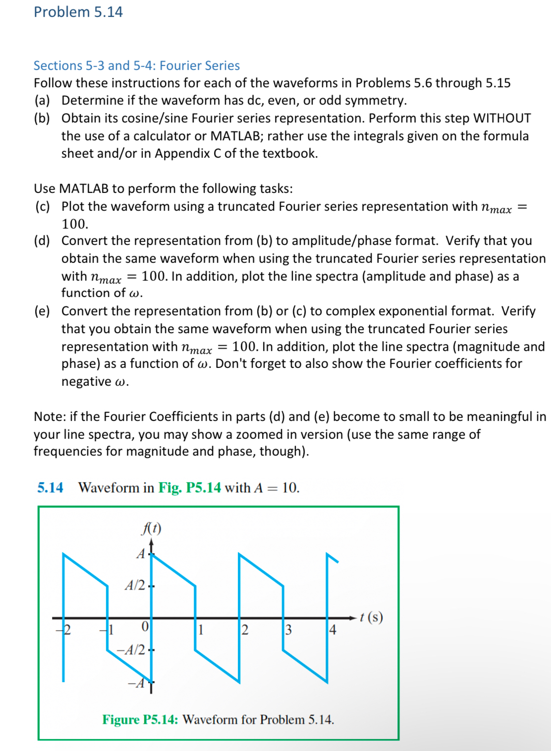 Solved Problem 5.14Sections 5-3 ﻿and 5-4: Fourier | Chegg.com