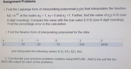 Solved Assignment ProblemsFind the Lagrange form of | Chegg.com