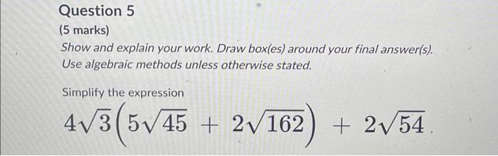 Solved Question 5 (5 marks) Show and explain your work. Draw | Chegg.com