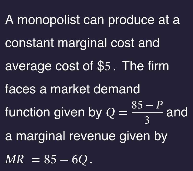 Solved A monopolist can produce at a constant marginal cost | Chegg.com