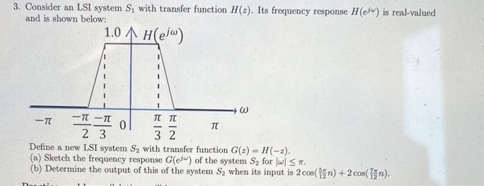 Solved 3. Consider an LSI system S1 with transfer function | Chegg.com