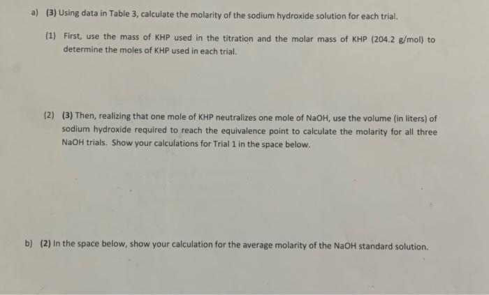 Solved Table 6. Concentration of Standardized NaOH Solution | Chegg.com