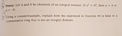 Solved Prove: Let a and b ﻿be elements of an integral | Chegg.com