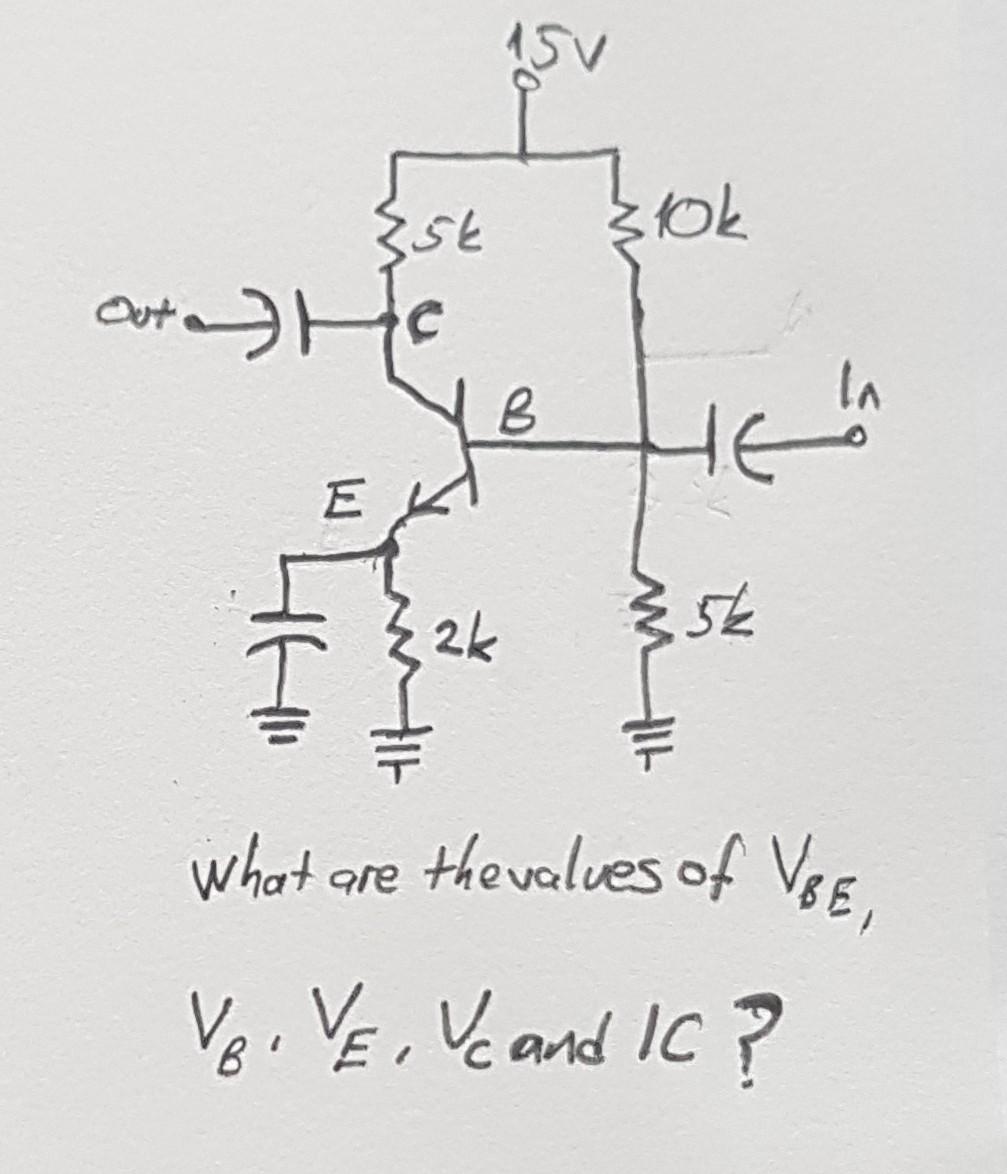 Solved What are the values of VBE, VB,VE,VC and IC? | Chegg.com