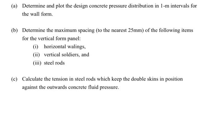 Solved A wall form panel is to be designed for casting a | Chegg.com