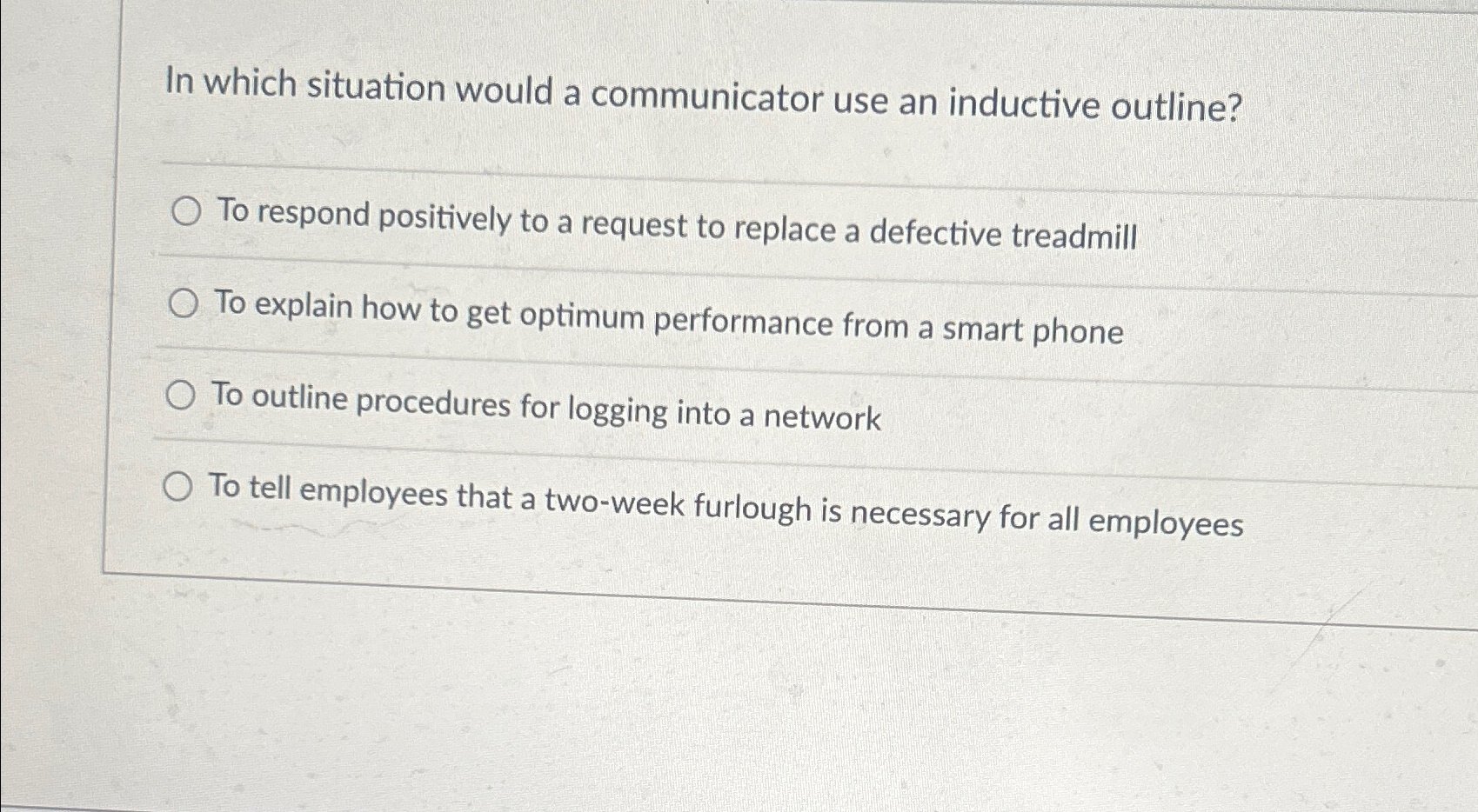 Solved In which situation would a communicator use an | Chegg.com