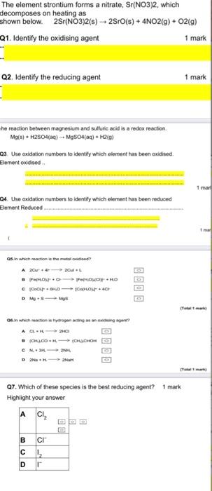 Solved The element strontium forms a nitrate, Sr(NO3)2, | Chegg.com