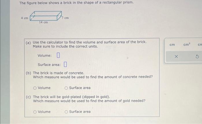 Solved The figure below shows a brick in the shape of a | Chegg.com