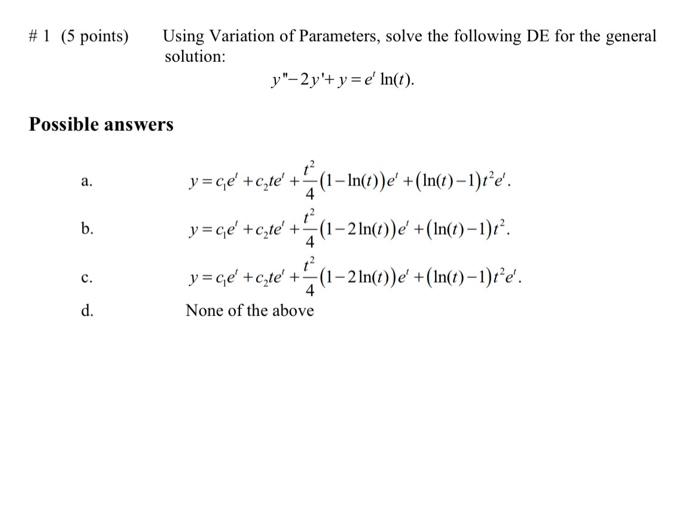 Solved \#2 (5 points) Solve the following Cauchy-Euler IVP: | Chegg.com