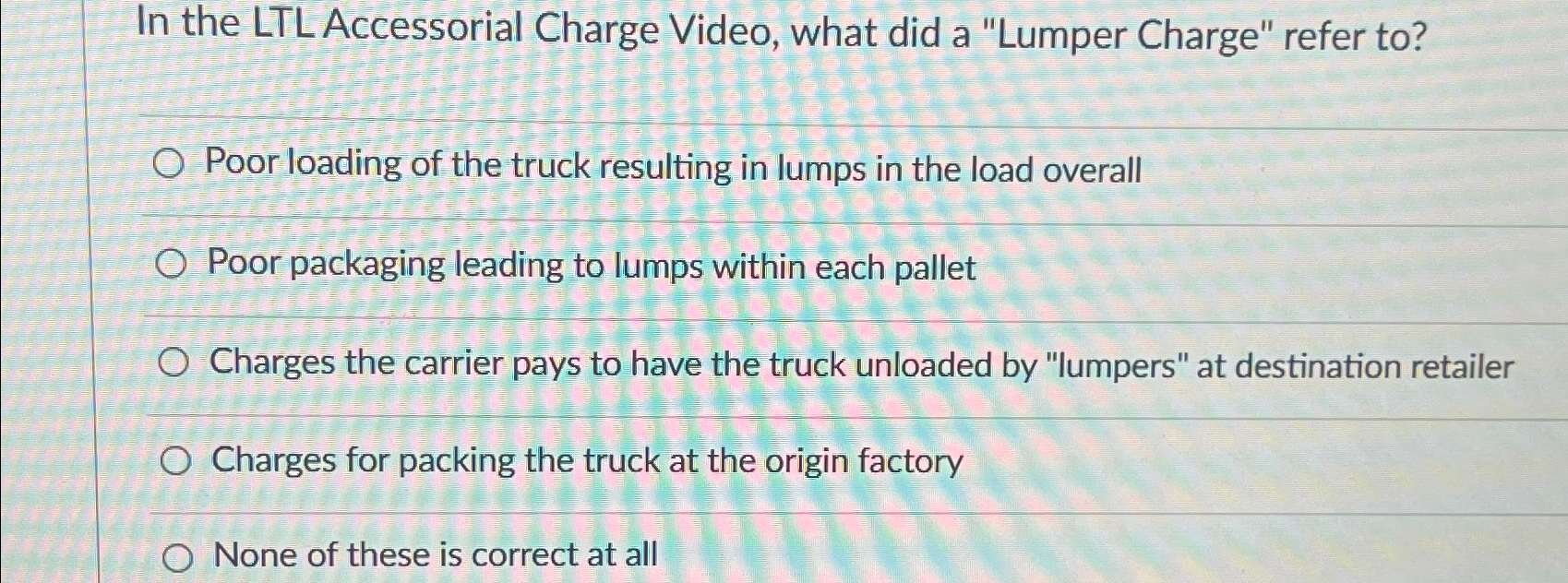 Solved In the LTL Accessorial Charge Video, what did a | Chegg.com