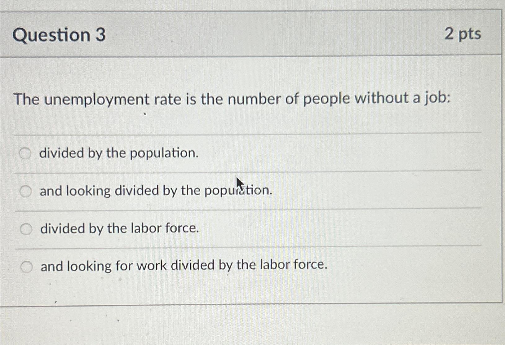 Solved Question 32 ﻿ptsThe unemployment rate is the number | Chegg.com