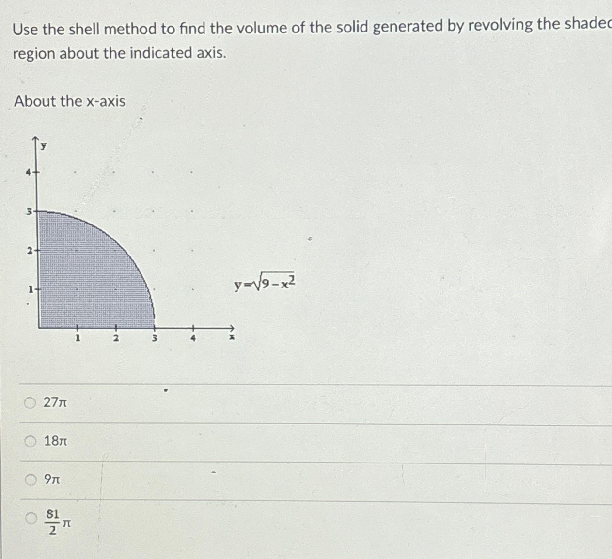 Solved Use the shell method to find the volume of the solid | Chegg.com