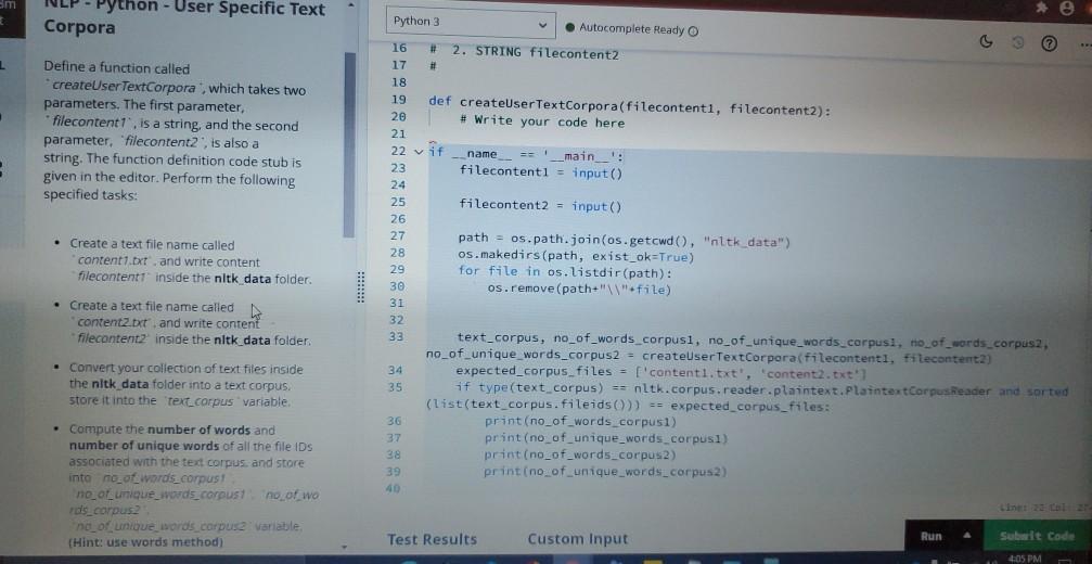 Solved Nlp Python Accessing Text Corpora Python 3
