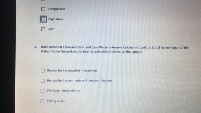 Solved Compassion Playfulness Fear 4. fMRI studies at | Chegg.com