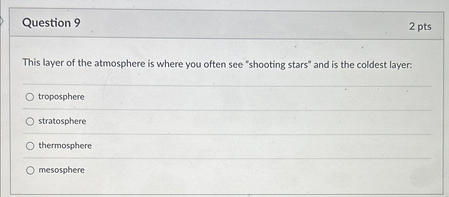Solved Question 92ptsThis layer of the atmosphere is where | Chegg.com