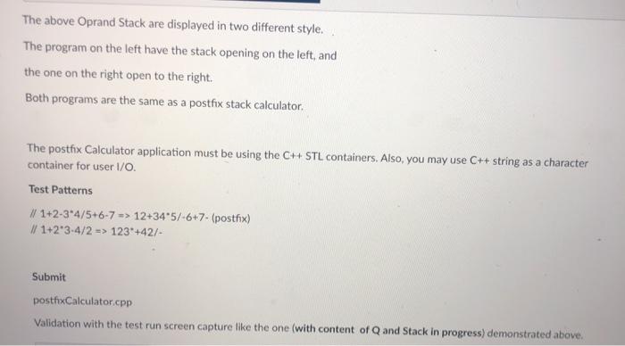 Solved Assignment 8 Postfix Calculator Built from STL | Chegg.com