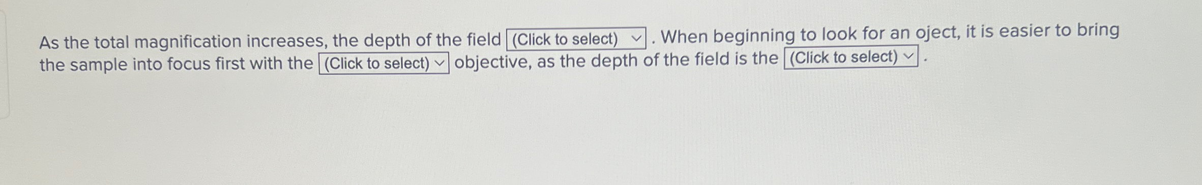 Solved As the total magnification increases, the depth of | Chegg.com