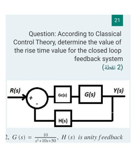 Solved 21 Question: According to Classical Control Theory, | Chegg.com