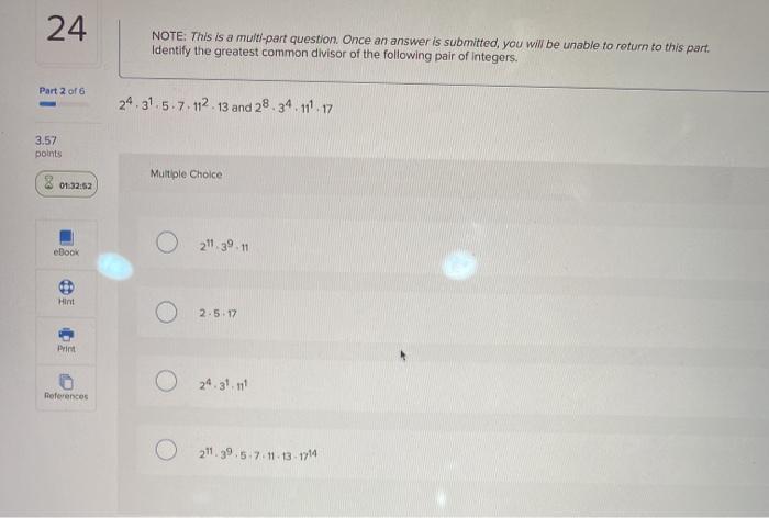 Solved 24 NOTE: This is a multi-part question. Once an | Chegg.com