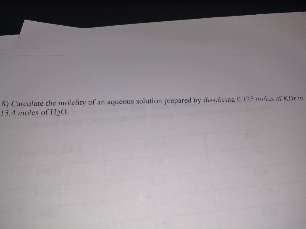 Solved 8) Calculate the molality of an aqueous solution | Chegg.com