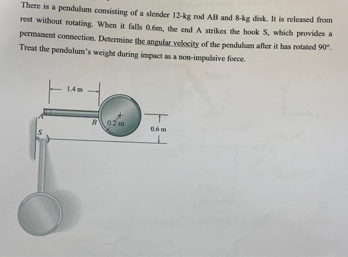 Solved Determine the angular velocity of pendulum after it | Chegg.com