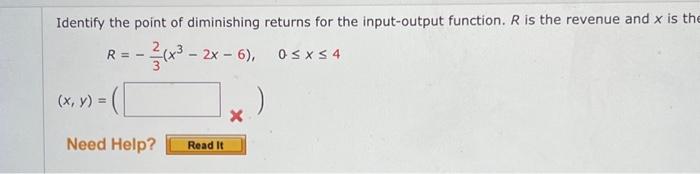 Solved Identify the point of diminishing returns for the | Chegg.com