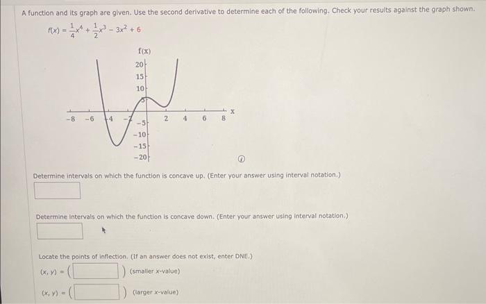 Solved f(x)=41x4+21x3−3x2+6 Determine intervals on which the | Chegg.com