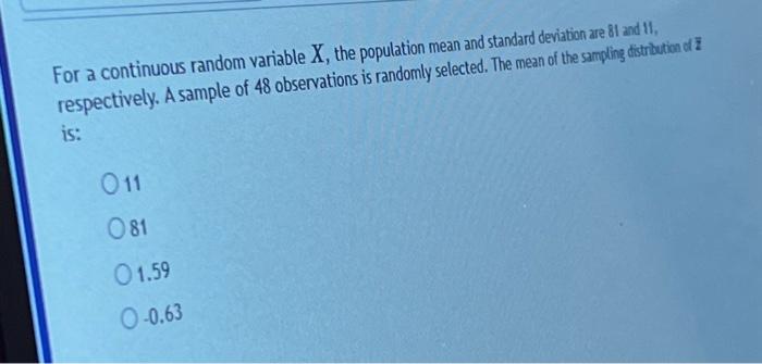 Solved For a continuous random variable X, the population | Chegg.com