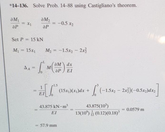 Solved *14-136. Solve Prob. 14-88 using Castigliano's | Chegg.com