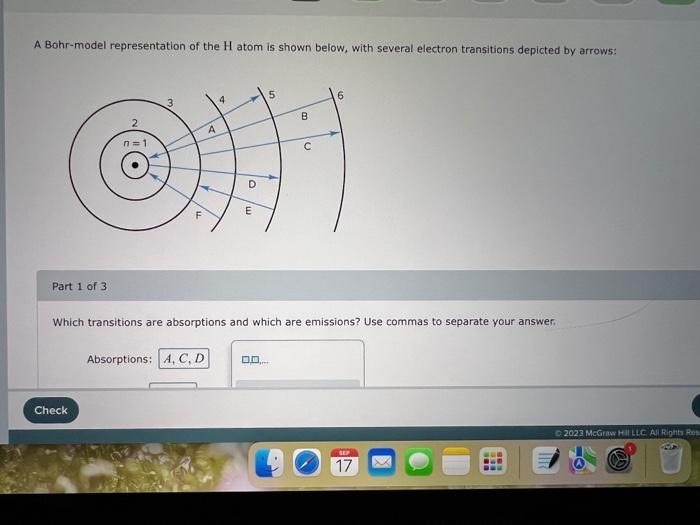 Solved A Bohr-model representation of the H atom is shown | Chegg.com