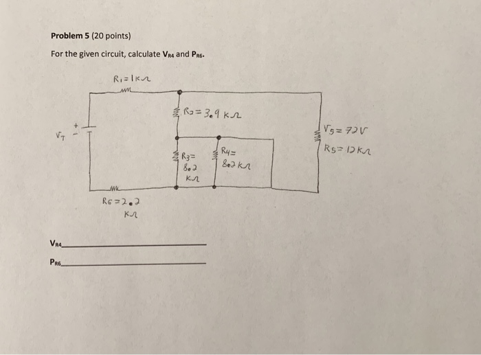 Solved Problem 5 (20 points) For the given circuit, | Chegg.com